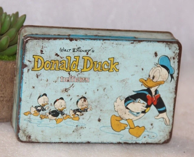 VINTAGE DONALD DUCK Walt Disney Print Cartoons Vide Litho Tin Box 13869 ...
