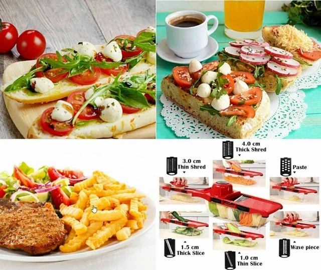 6IN1 MANDOLINE SLICER Julienne Cutter Fruit Vegetable Chopper Peeler ...