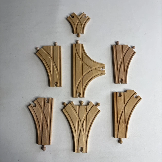 WOODEN TRAIN SPLITTER Junction Track Piece Bundle For Elc Brio Big Jigs ...
