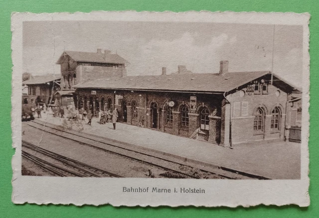 AK ANSICHTSKARTE BAHNHOF Marne in Holstein Eisenbahn Marn Postkarte ...