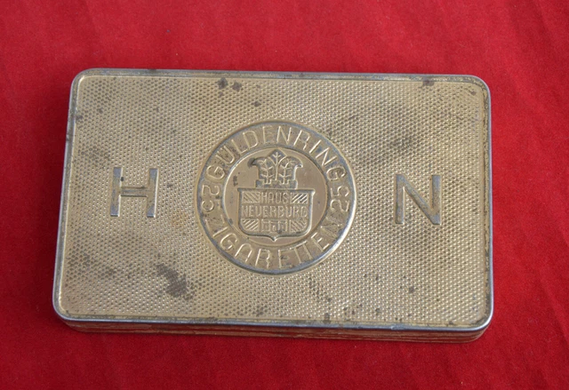 GERMAN WW2 WEHRMACHT SOLDIER CIGARETTES RATION TIN BOX "Gulden Ring ...