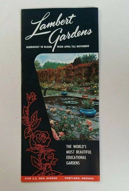 LAMBERT GARDENS, ADVERTISING Travel Brochure Road Map 1960's Portland ...