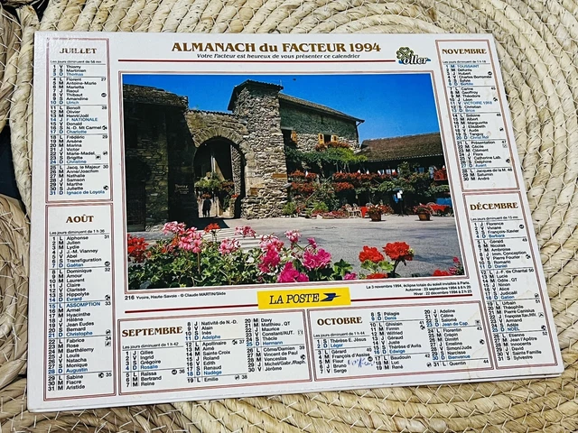 CALENDRIER ALMANACH FACTEUR poste PTT 1994 Oller paysage savoie ...