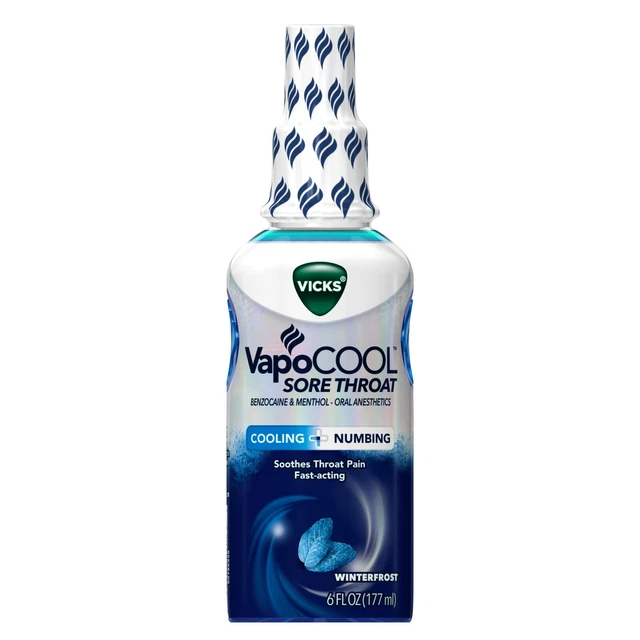 VICKS VAPOCOOL SORE Throat Numbing Spray Medicine, Winterfrost, 6 oz ...