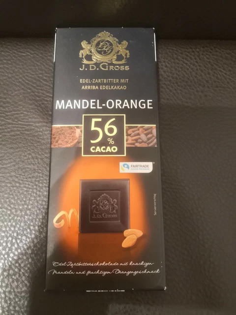 J.D. GROSS MANDEL Orange | 125g Tafel | Edel-Zartbitter-Schokolade 56% ...