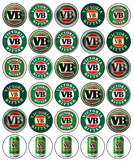 VB BEER EDIBLE Cupcake Toppers Icing Birthday Cake Beer Decorations (2 ...