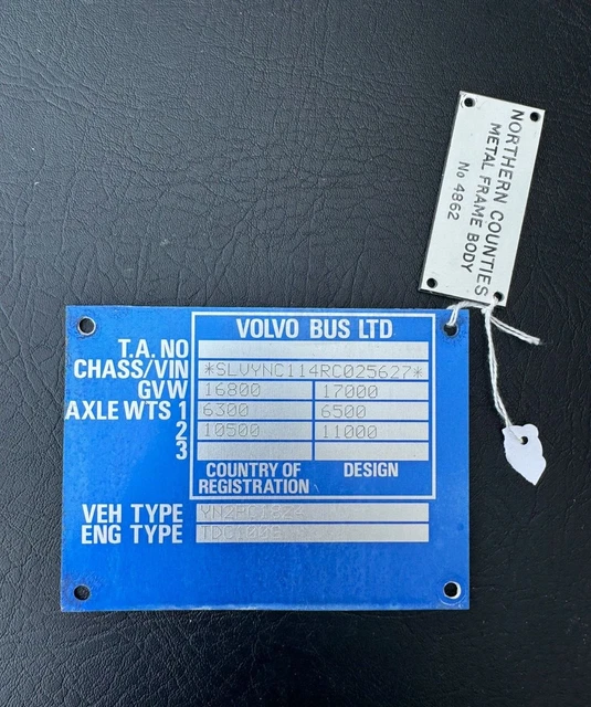 NORTHUMBRIA NORTH COUNTIES Volvo Olympian M371 FTY Bus Chassis Body ...