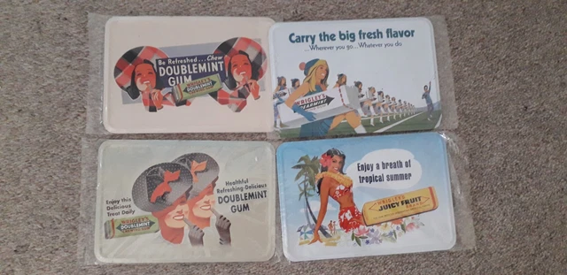 4 METAL POSTCARDS, retro Wrigleys chewing gum adverts £4.38 - PicClick UK