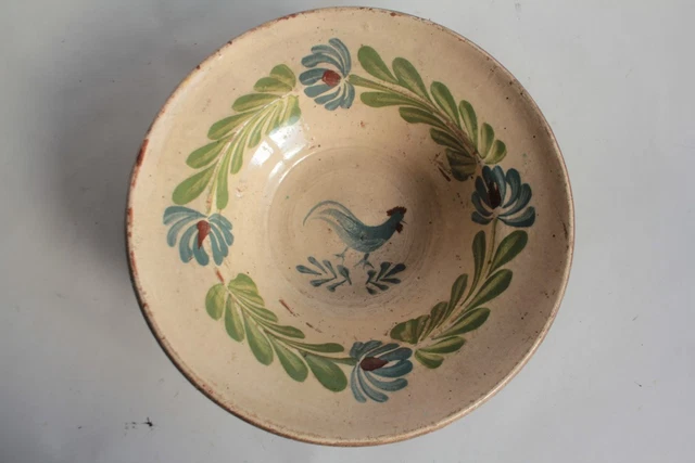 PLAT TERRE CUITE vernissée coq art populaire (74733) EUR 49,00 ...