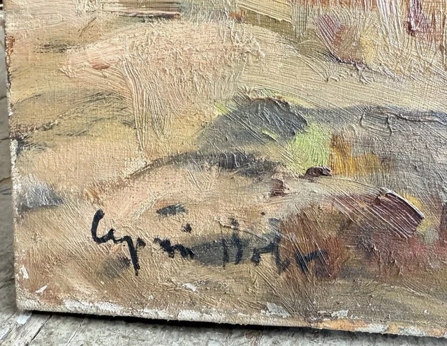 OLD BIG USSR OIL Hand PAINTING / Sea Rocks/Landscape Seascape Vintage ...