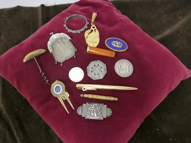 JOLI LOT,13 PIÈCES,OR,ARGENT,OBJETS de vitrine,ethnique,Europe XIXème ...