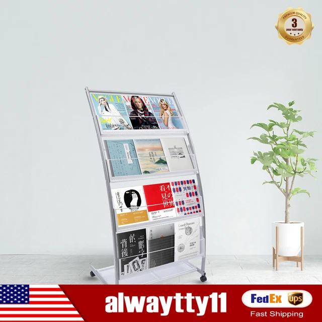 4-TIER FLOOR-STANDING MAGAZINE Rack Brochure Book Rack Storage for ...