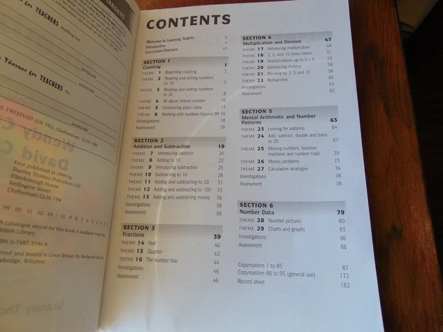 LEARNING TARGETS FOR Numeracy **NUMBER BOOK** Lesson Plans Copy Masters ...