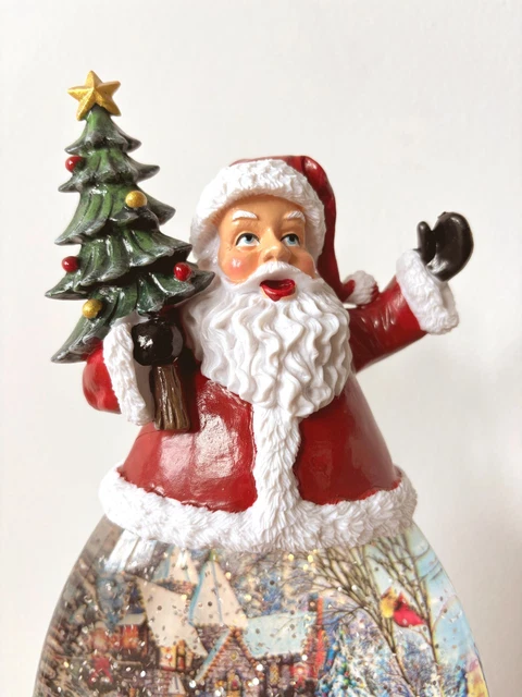 CHRISTMAS SANTA LANTERN Snow Globe Music Box LED Light Holiday Home ...