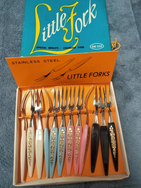 VINTAGE LITTLE FORK 12 Piece Stainless Steel Japan Hors D’oeuvre Forks ...