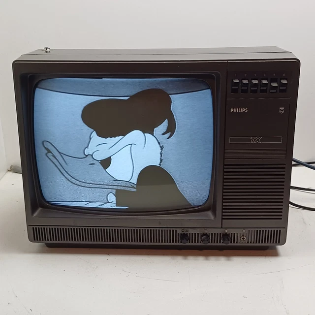 PHILIPS 12TX1501 VINTAGE Television CRT Black/White TESTED RF-in 12 ...