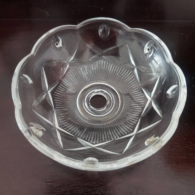VINTAGE CLEAR CUT Glass Bobeche Dish Cup For Chandelier Scalloped Edge ...
