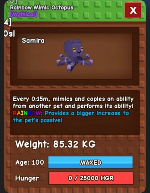 🌱GROW A GARDEN🌱 | Titanic Rainbow Mimic Octopus | 85.32 Kg | 15s ...