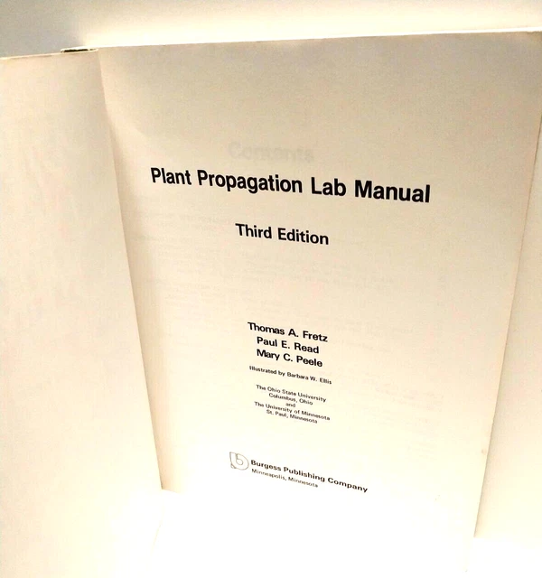 PLANT PROPAGATION LAB Manual Third Edition 1977 Burgess - Vintage! £35. ...