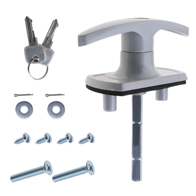 DOOR LOCK T Handle 75mm Spindle Alignment 35mm Spigot Silver for ...