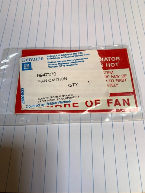 HOLDEN HSV TORANA Beware Of Fan Decal Genuine Nos Hz Wb Vb-Vl Lx $24.95 ...