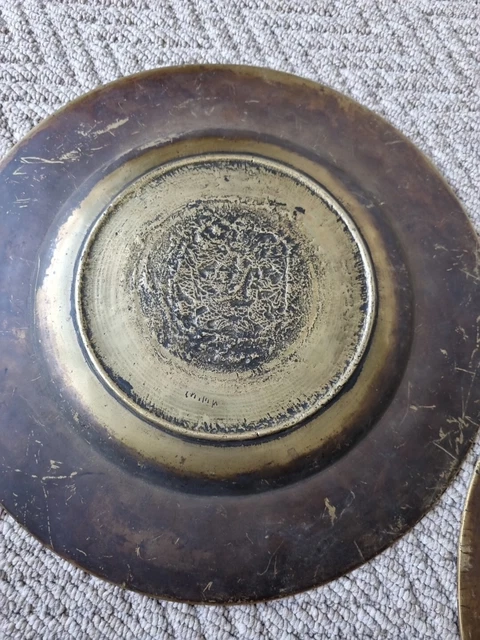 ANTIQUE VINTAGE CHINESE Round Brass Dragon Plates £22.00 - PicClick UK