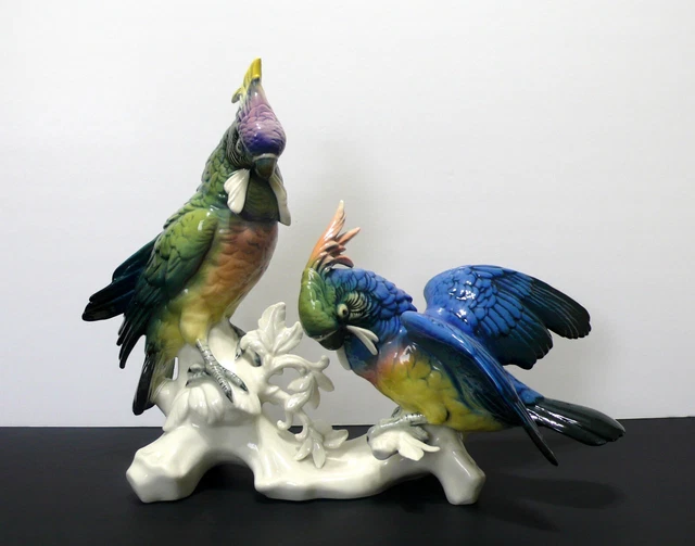 KARL ENS VOLKSTEDT Germany Porcelain Figurine Of Parrots/Cockatoos on ...