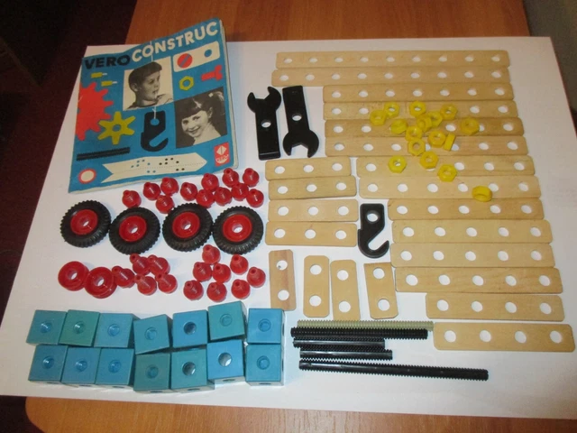 SPIELZEUG DDR HOLZ Baukasten, VERO construc 200 Großer Grundkasten ...