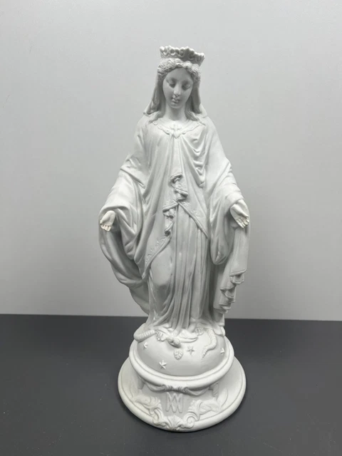 ANCIENNE GRANDE STATUE Sainte Vierge Marie Miraculeuse en Biscuit ...