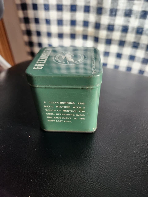 VINTAGE METAL TOBACCO Tin Greenbrier Menthol Empty Made in USA Kentucky ...
