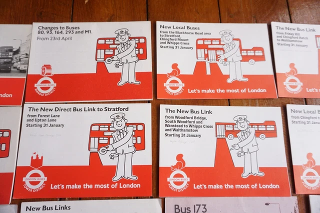 C1980S NEW BUS Routes London Transport Bus Timetables Leaflets x18 Ref ...