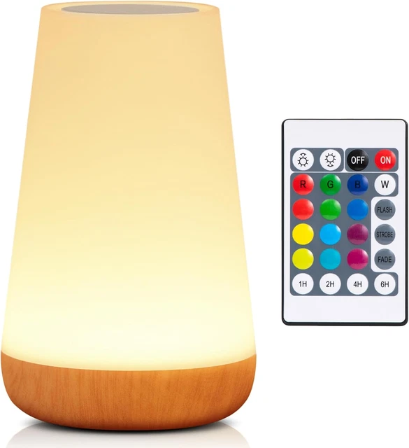 NIGHT LIGHT, LED Touch Bedside Table Lamp, 13 RGB Colours Changing, 5 ...