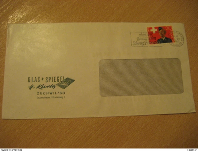 SOLOTHURN BANHOF 1965 Schweiz Postmarken Cancel Gas + Spiegel Cover ...