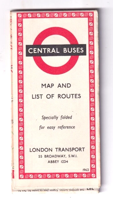 LONDON TRANSPORT CENTRAL Buses - Map & Routes 1963 £4.36 - PicClick UK