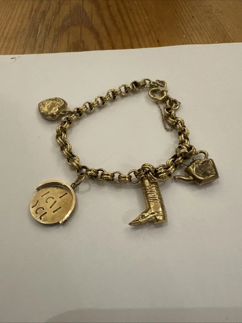 9CT GOLD SMALL Charm Bracelet 140mm Long 7.27g £239.19 - PicClick UK