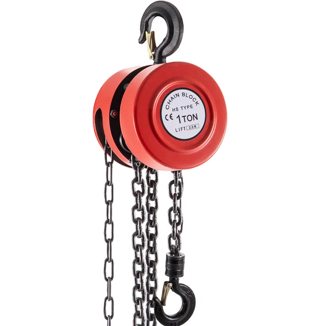 VEVOR CHAIN HOIST 1T Block and Tackle Load Crane 2.5M Lifting Pulley ...