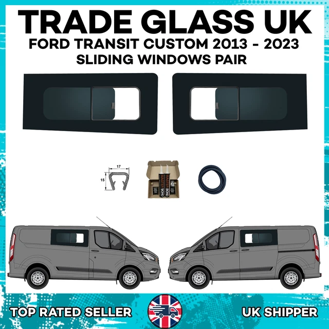 FORD TRANSIT CUSTOM 2013-2023 Sliding Windows - PAIR with Fitting Kit ...