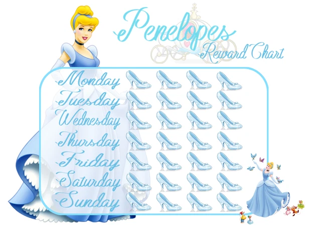 PERSONALISED DISNEY PRINCESS Cinderella Reward Chart Poster and Sticker ...
