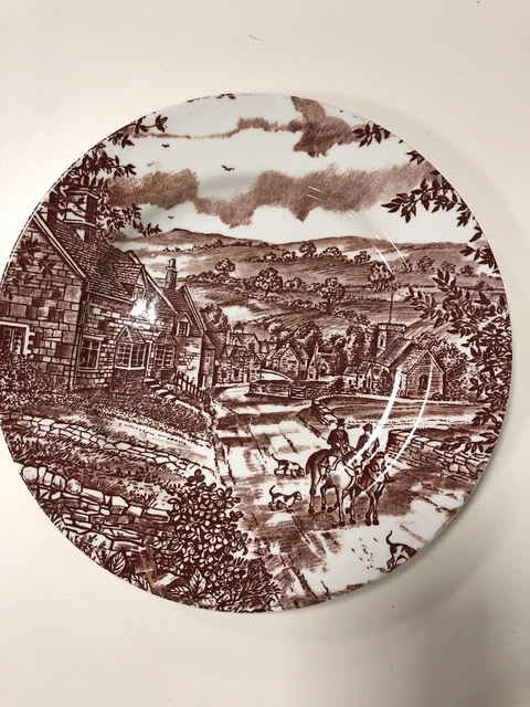 VINTAGE 'VILLAGE' J Broadhurst and Sons Plate 8”Transfer Ware £10.00 - PicClick UK