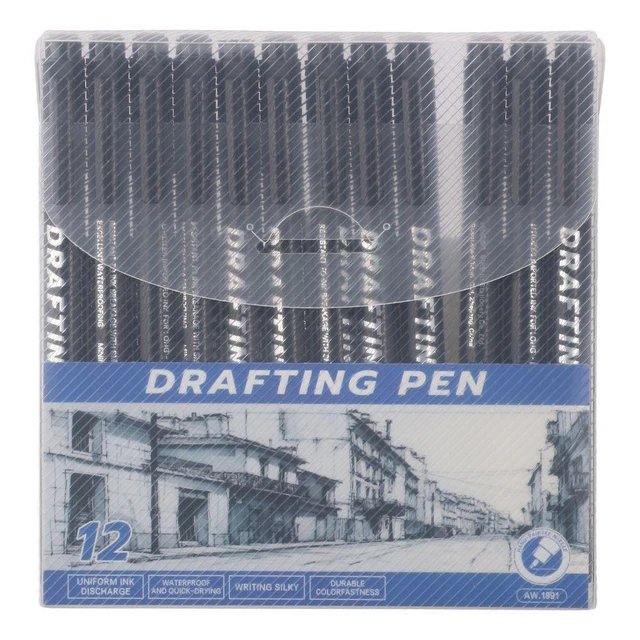 BLACK FINELINER INK Pens 12 Size Multiliner Pen Technical Drawing Art ...