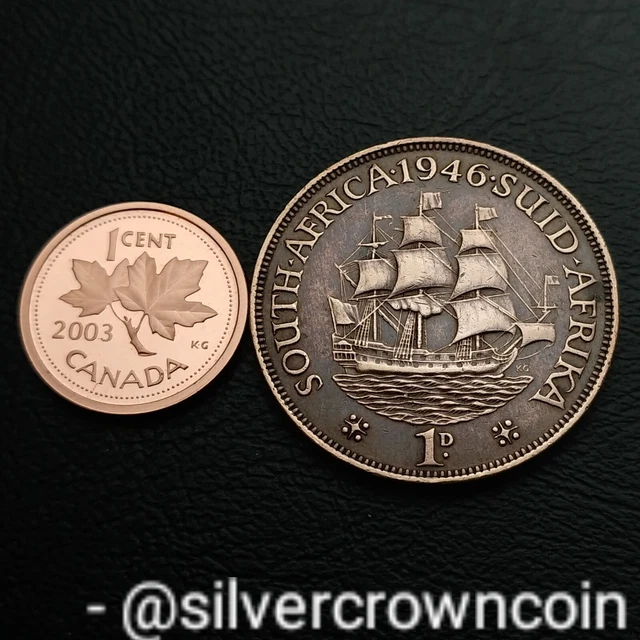 AFRICA SOUTH 🇬🇧 1 Penny 1946. KM#25. Bronze Large One Cent coin ...