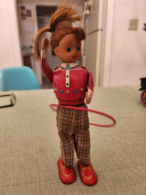 OLD TIN WIND Up Hula Hoop Girl Doll - Japan £47.49 - PicClick UK