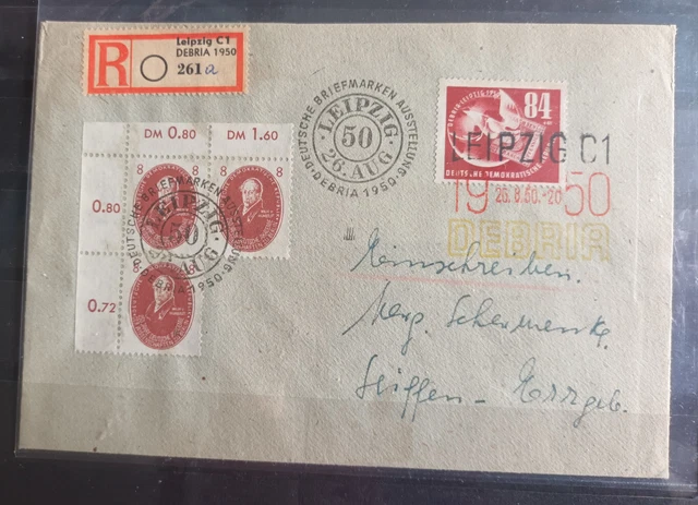 DDR MI 260 auf R-Brief mit ESST DEBRIA 26.8.50 und Zusatzfrankatur EUR 14,00 - PicClick DE