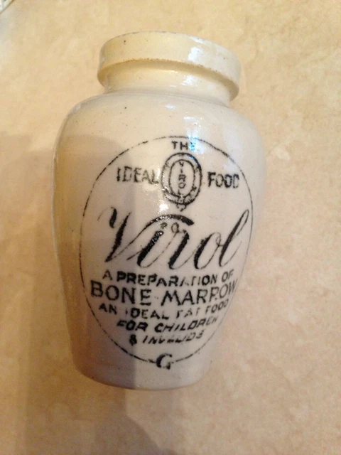 ANTIQUE JAR VIROL bone marrow prep 10cm stone ware £16.32 - PicClick UK