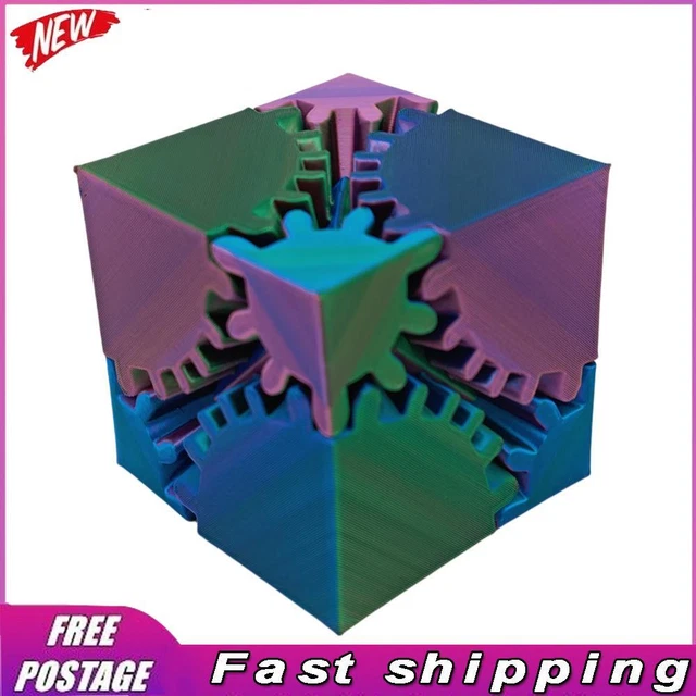3D PRINTED GEAR Cube Fidget Toy Desktop Innovative Decorative Model ...