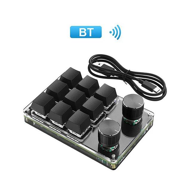 3-12KEYS CUSTOMIZED RGB USB Bluetooth Mechanical Keyboard One-Hand ...