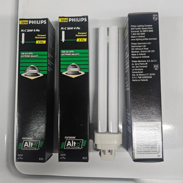 4 PHILIPS PL-C 26W 4 Pin Compact Fluorescent Lamp Bulb 835 Alto $25.94 ...