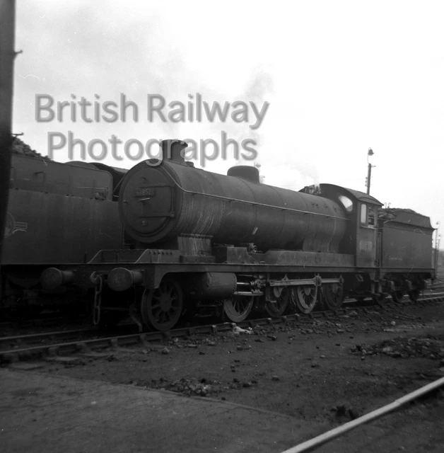 LARGER NEGATIVE BR British Railways Steam Loco 63852 at Sheffield ...