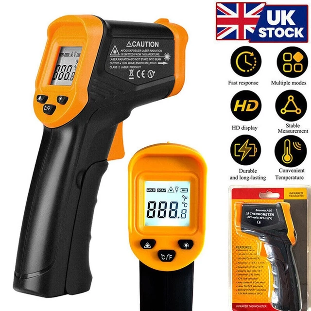 DIGITAL THERMOMETER INFRARED Gun IR Laser LCD Temperature Non-Contact Meter Gun £7.95 - PicClick UK