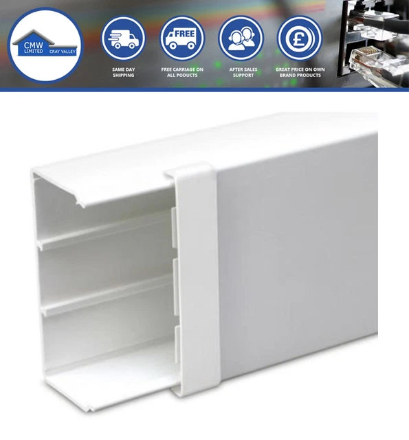 DIETZEL UNIVOLT PVC Maxi Trunking 100mm Wide Joint Cover White £6.99 ...